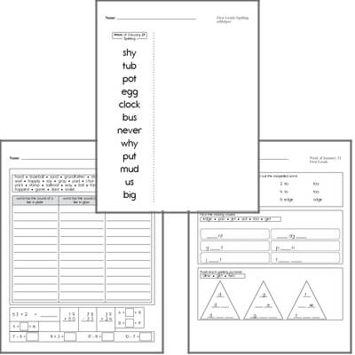 First Grade Spelling, Vocabulary, and Word Study Workbooks for January ...