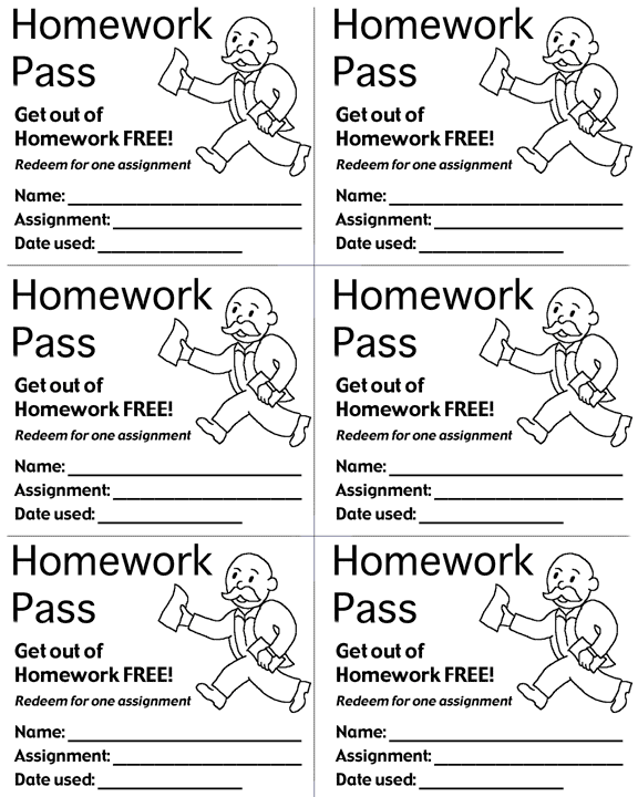 Free Homework Pass Template Printable Templates