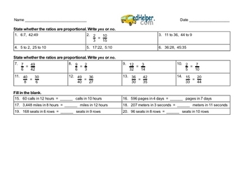 Free Sixth Grade Prealgebra PDF Worksheets | edHelper.com